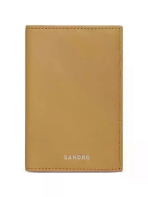 Sandro Grained Leather Card Holder - Neutrals