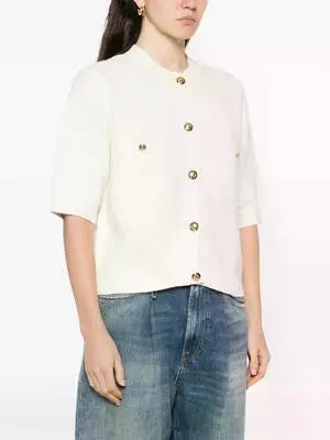 ANINE BING Christa Short-sleeve Cardigan - Neutrals