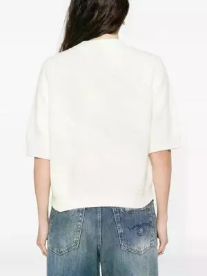 ANINE BING Christa Short-sleeve Cardigan - Neutrals
