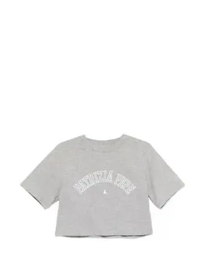 Patrizia Pepe Logo Cropped T-shirt - Grey