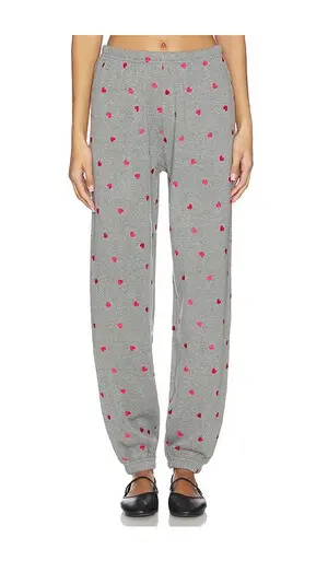 Beach Riot Heart Print Fleece Sweatpants - Grey