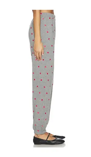 Beach Riot Heart Print Fleece Sweatpants - Grey
