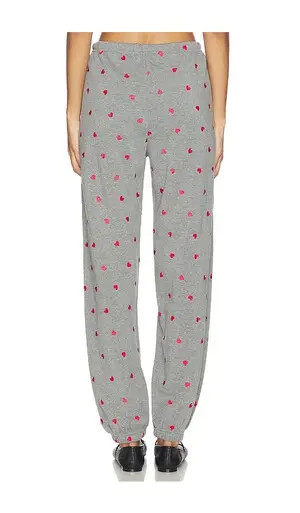 Beach Riot Heart Print Fleece Sweatpants - Grey