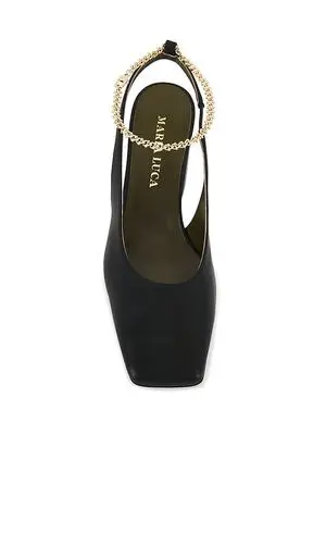 MARIA LUCA Ilaria Slingback Heel With Gold-tone Chain Ankle Closure - Black