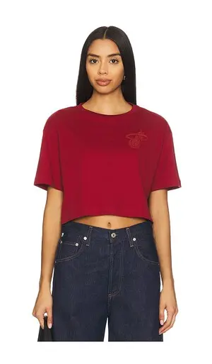 Terez Miami Tonal Crop Logo Tee - Red