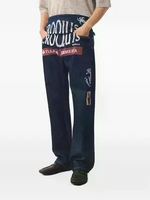 CROQUIS Logo Print Straight Leg Jeans