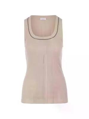 Brunello Cucinelli Monili Embellished Fine-ribbed Tank Top - Neutrals