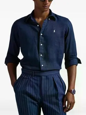 Polo Ralph Lauren Embroidered-logo Button-down Shirt - Blue