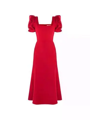 POST MERIDIEM Square Neck Midi Dress - Red