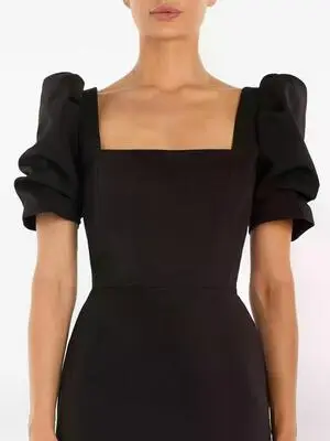 POST MERIDIEM Square-neck Puff Sleeve Midi Dress