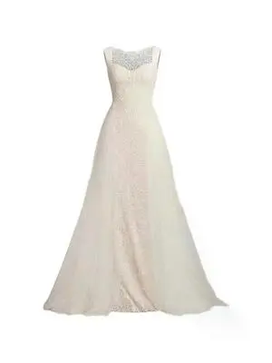 Tadashi Shoji Alamo Dot Embroidered Bridal Gown - Neutrals