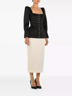 POST MERIDIEM Satin Top With Square Neck - Black