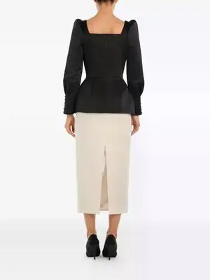 POST MERIDIEM Satin Top With Square Neck - Black