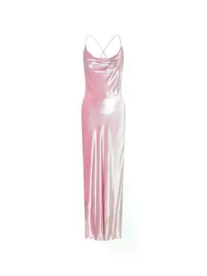 Alberta Ferretti Cowl Neck Cross-strap Maxi Dress