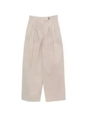 Emporio Armani Pleated Wide Leg Trousers - Neutrals