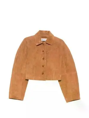RÓHE Cropped Suede Jacket - Brown