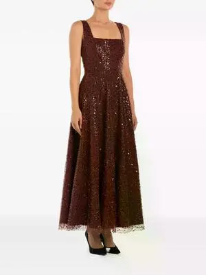 POST MERIDIEM Sequin Embellished Maxi Dress - Brown