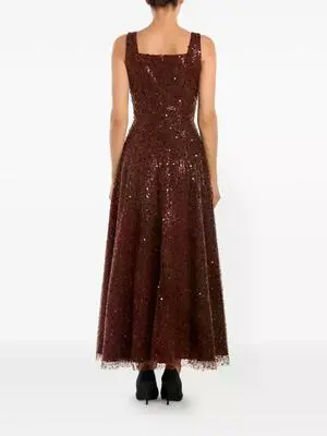 POST MERIDIEM Sequin Embellished Maxi Dress - Brown