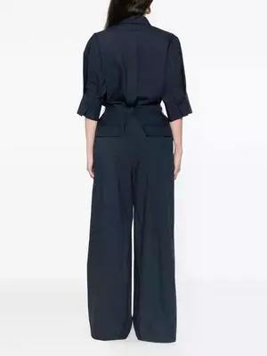 P.a.r.o.s.h Belted Pintucked Wide-leg Jumpsuit