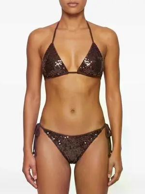 P.a.r.o.s.h Sequin Embellished Triangle Bikini - Brown