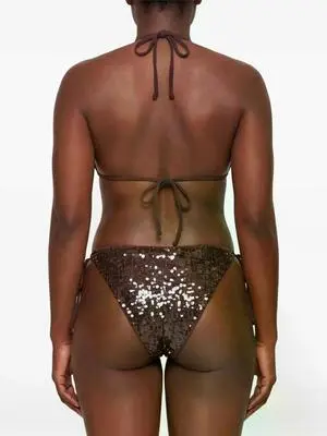 P.a.r.o.s.h Sequin Embellished Triangle Bikini - Brown