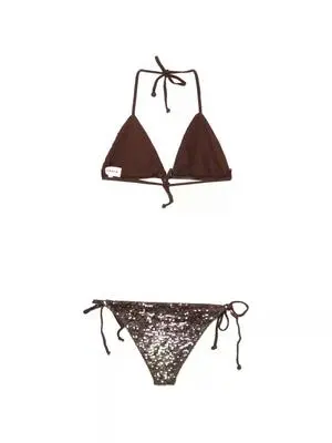 P.a.r.o.s.h Sequin Embellished Triangle Bikini - Brown