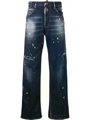 Dsquared2 Distressed Paint Splatter Straight-leg Jeans