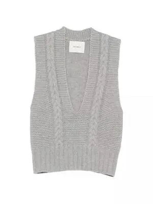 LISA YANG Sallie Cable Knit V-neck Top