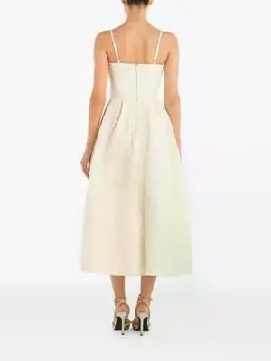 POST MERIDIEM Strapless Jacquard Midi Dress - Neutrals