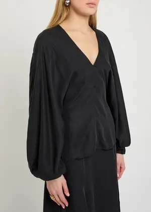AKYN Draped Woven Blouse
