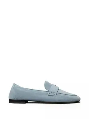Tory Burch Strap Detail Ballet Loafers In Suede - Blue