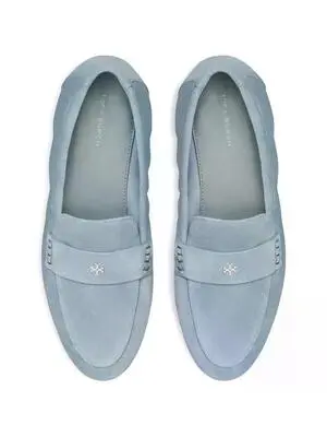 Tory Burch Strap Detail Ballet Loafers In Suede - Blue