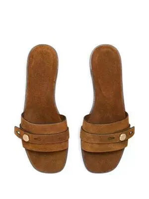 Tory Burch Romy Strap Button Slide - Brown