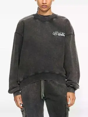 Off-White Crew Neck Sweatshirt With Graphic Detail - Grey
