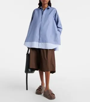 Sacai Striped Cotton-blend Oversized Shirt