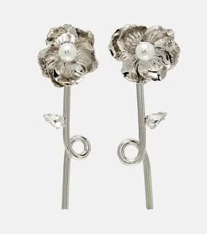 Simone Rocha Crystal-embellished Faux Pearl Earrings - Silver