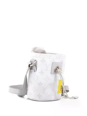 LOUIS VUITTON Chalk Nano Bag Limited Edition Logo Story Monogram Canvas Bucket Bag - Grey