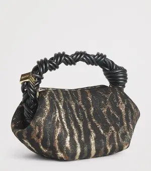 GANNI Mini Metallic Jacquard Top Handle Bag - Brown