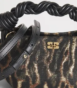 GANNI Mini Metallic Jacquard Top Handle Bag - Brown