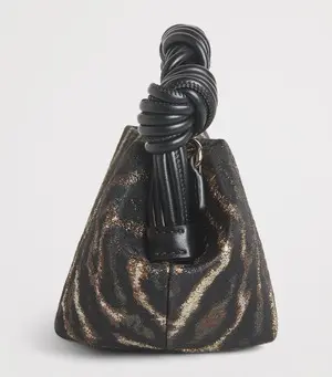GANNI Mini Metallic Jacquard Top Handle Bag - Brown