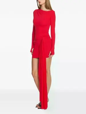 AXEL 113 Tina Long-sleeve Draped Mini Dress - Red