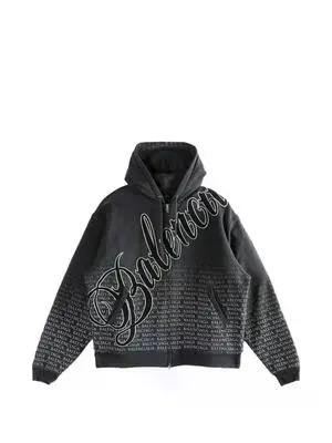 Balenciaga Logo-motif Zip-up Hoodie - Black
