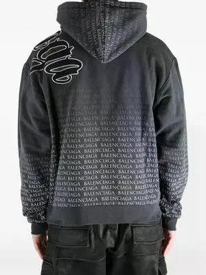 Balenciaga Logo-motif Zip-up Hoodie - Black