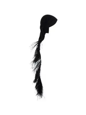 MANURI Embellished Feather Headscarf - Black