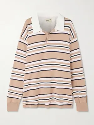 SANDERLAK Striped Cotton-jersey Polo Shirt