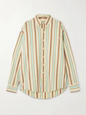 SANDERLAK Embroidered Striped Poplin Shirt - Multi