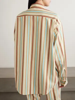 SANDERLAK Embroidered Striped Poplin Shirt