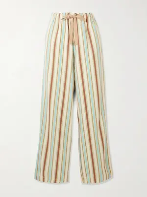 SANDERLAK Striped Poplin Wide-leg Trousers - Multi