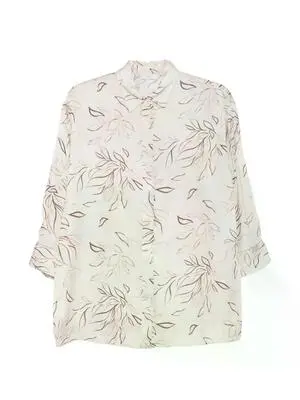 Peserico Light Beige Floral Print Shirt