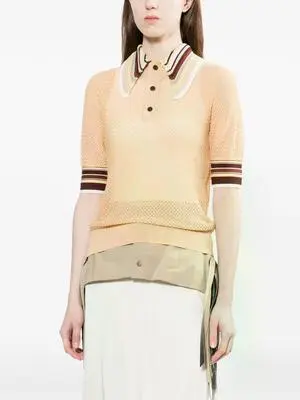Toga Striped Knit Polo Top